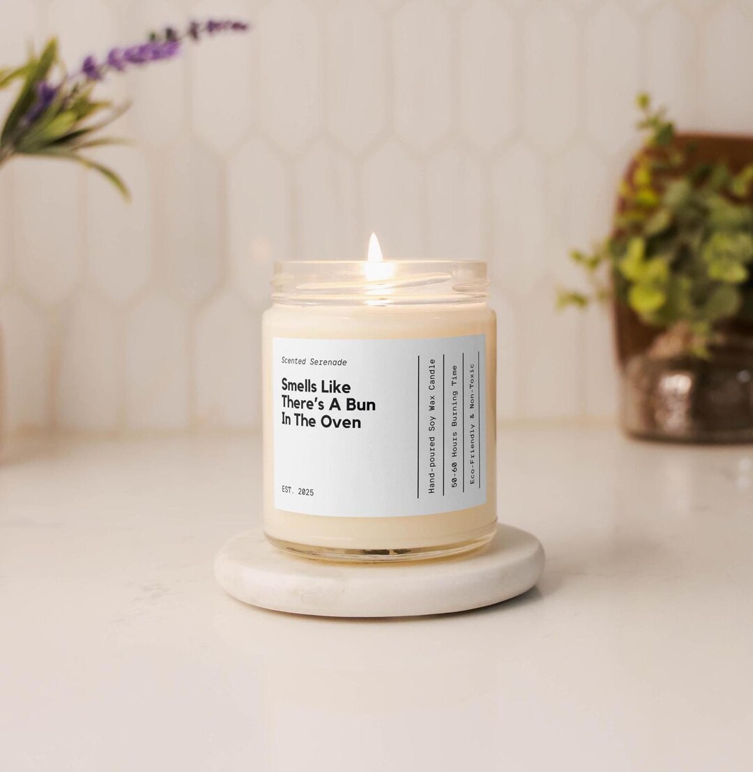 Bun in the Oven Candle, Baby Announcement Candle, Funny Pregnancy ...