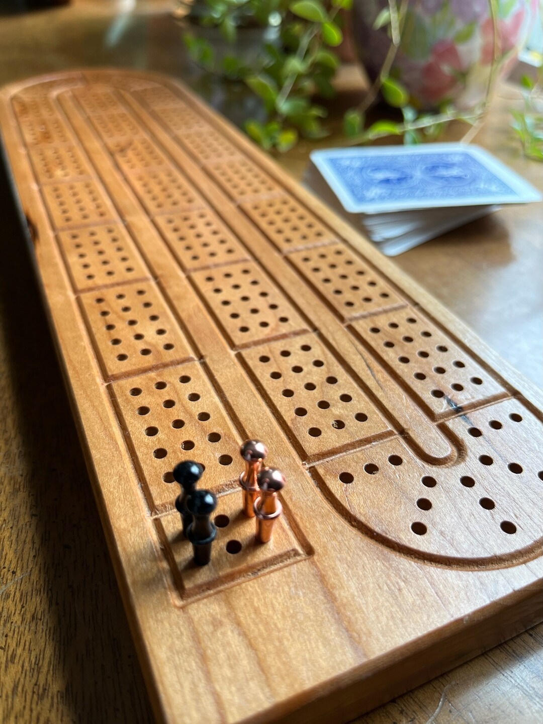 Cribbage Board | Cherry Wood | Cribbage Board With Peg Storage ...