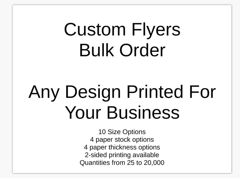 Bulk Order of Custom Printed Flyers Multiple Size and Paper Options - Etsy