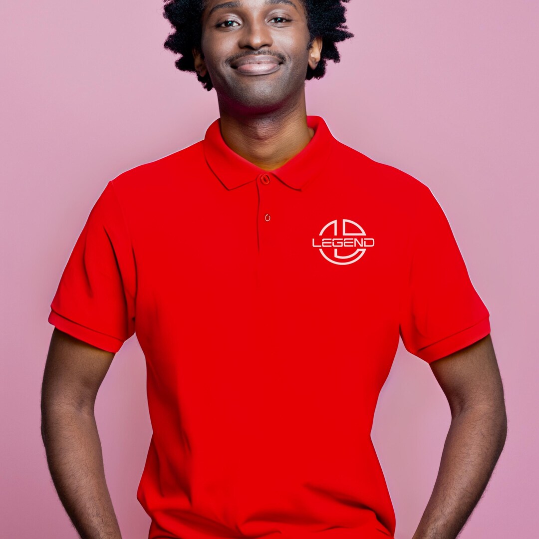 Mens Custom Embroidered Red Polo Legend Logo, CFT Team Recognition ...