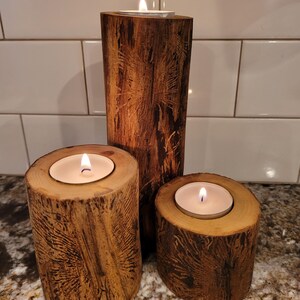 Elm Wood Tealight Candle Holders - Etsy