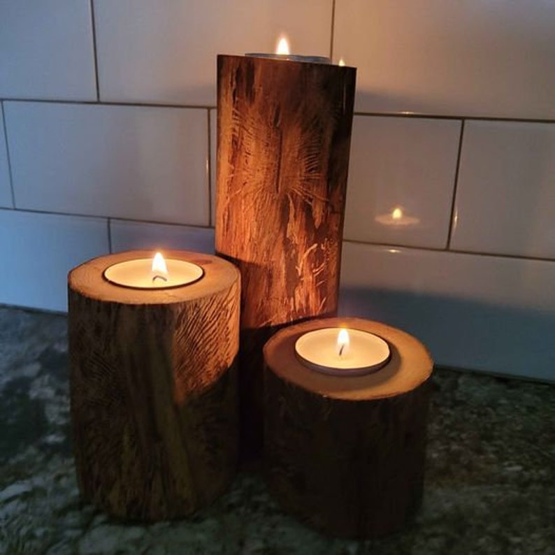 Elm Wood Tealight Candle Holders - Etsy