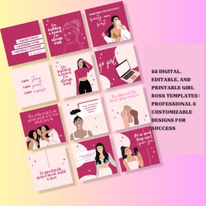 55 Digital, Editable, and Printable Girl Boss Templates Professional ...