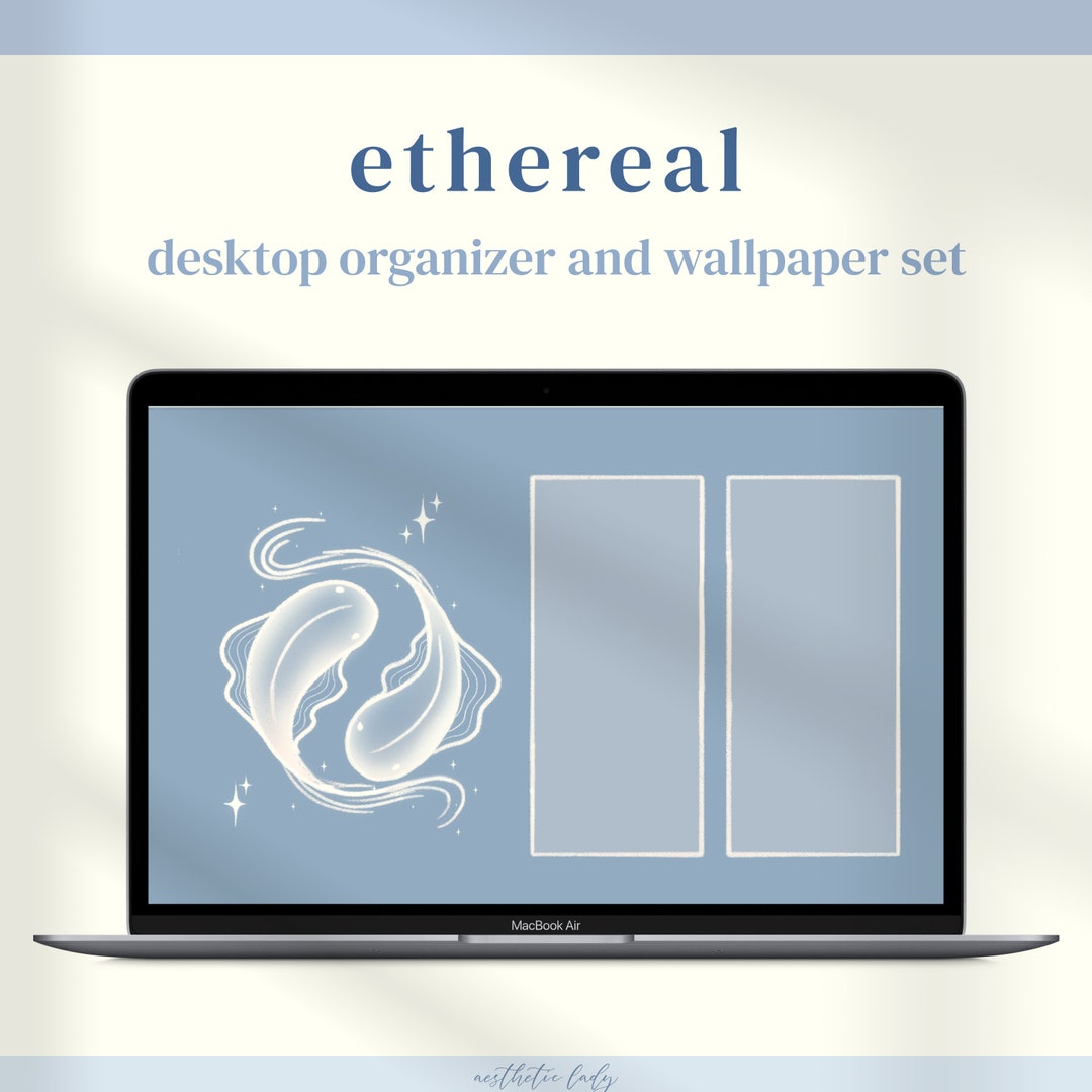 Hand Drawn Desktop Wallpaper for Mac and Windows Yin Yang Theme Blue ...
