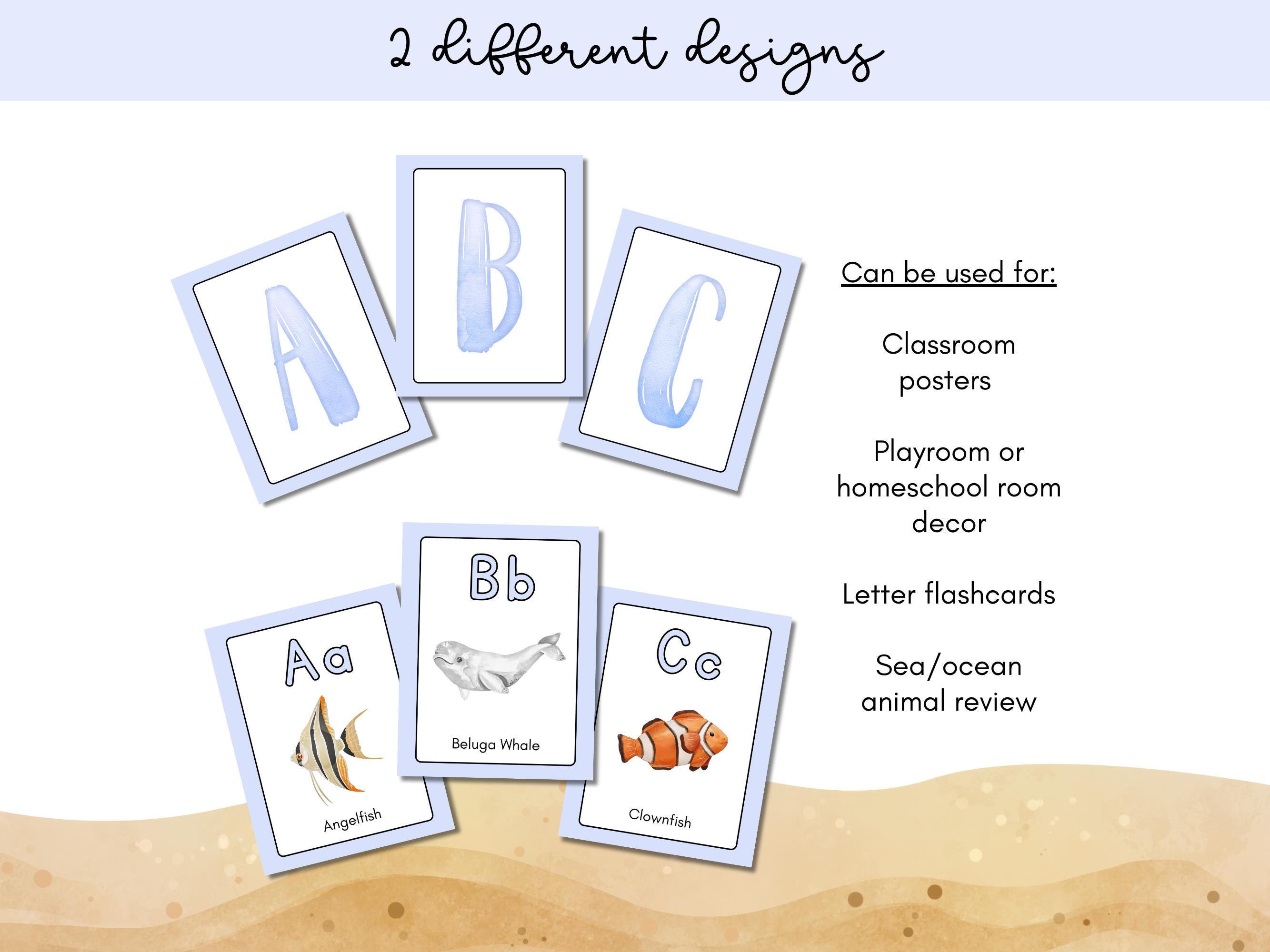 Sea Animal Alphabet Posters for Homeschool Decor Alphabet Ocean Animal ...