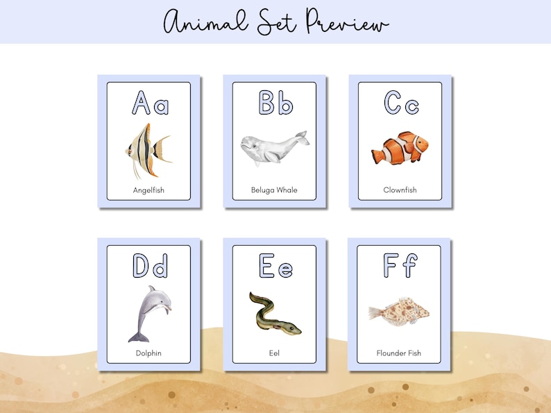 Sea Animal Alphabet Posters for Homeschool Decor Alphabet Ocean Animal ...