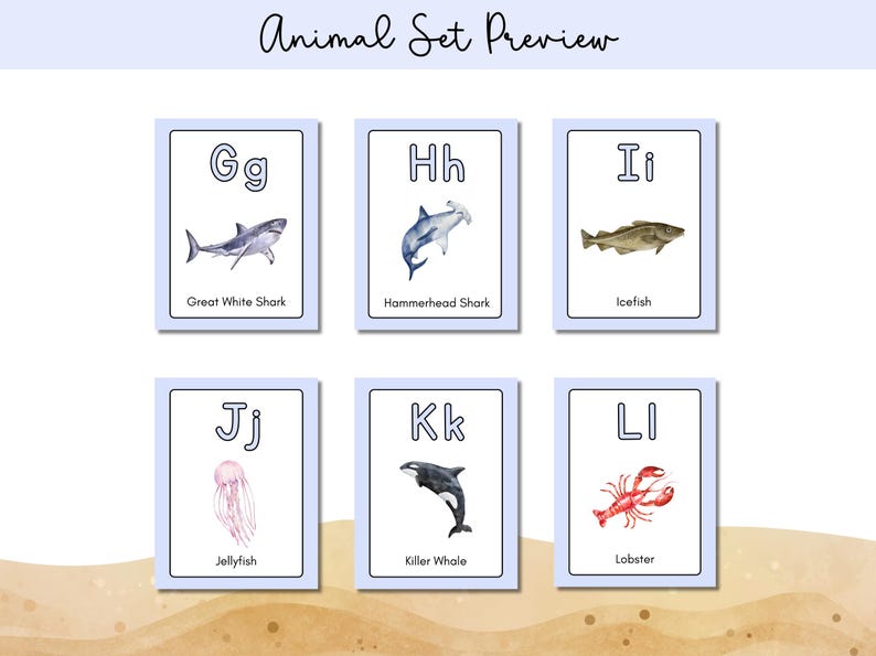 Sea Animal Alphabet Posters for Homeschool Decor Alphabet Ocean Animal ...
