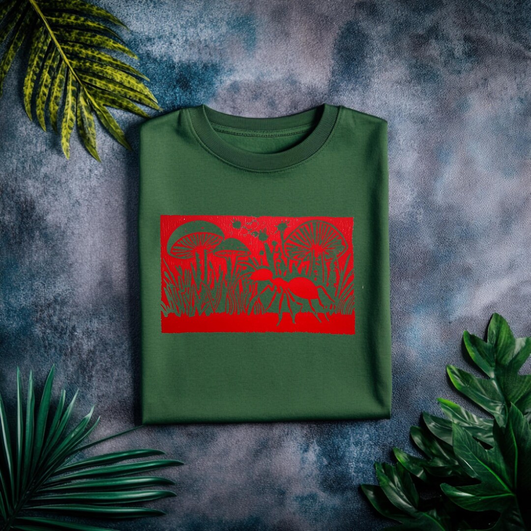 Ant Linocut Shirt Animal Art Print, Blockprint Animal Design, Rustic ...