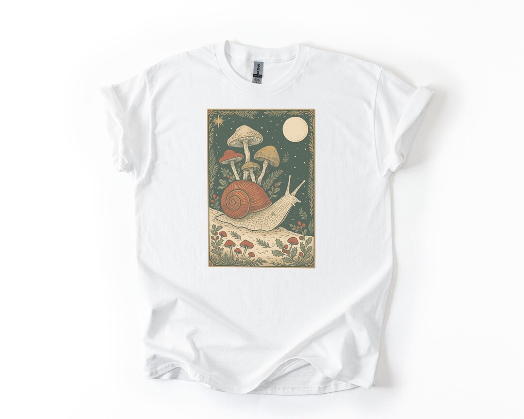 Snail & Mushroom Art Print – Dreamy Woodland Poster – Folk Cottagecore ...
