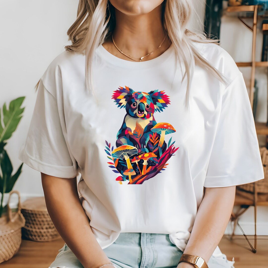 Psychedelic Koala T-shirt: Mushroom Fungi Graphic Print - Etsy