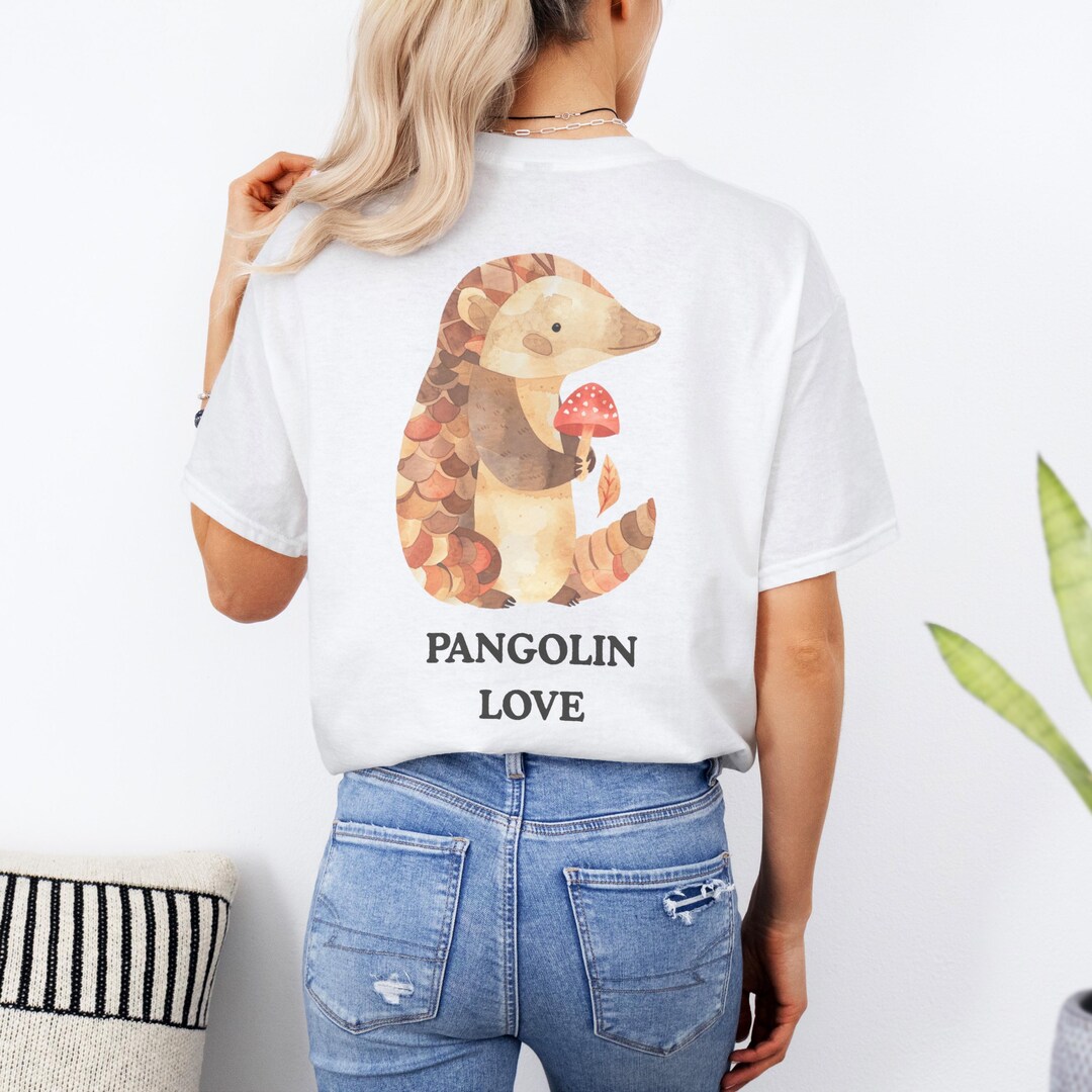 Cute Pangolin T-shirt – Watercolor Animal With Mushroom - Etsy
