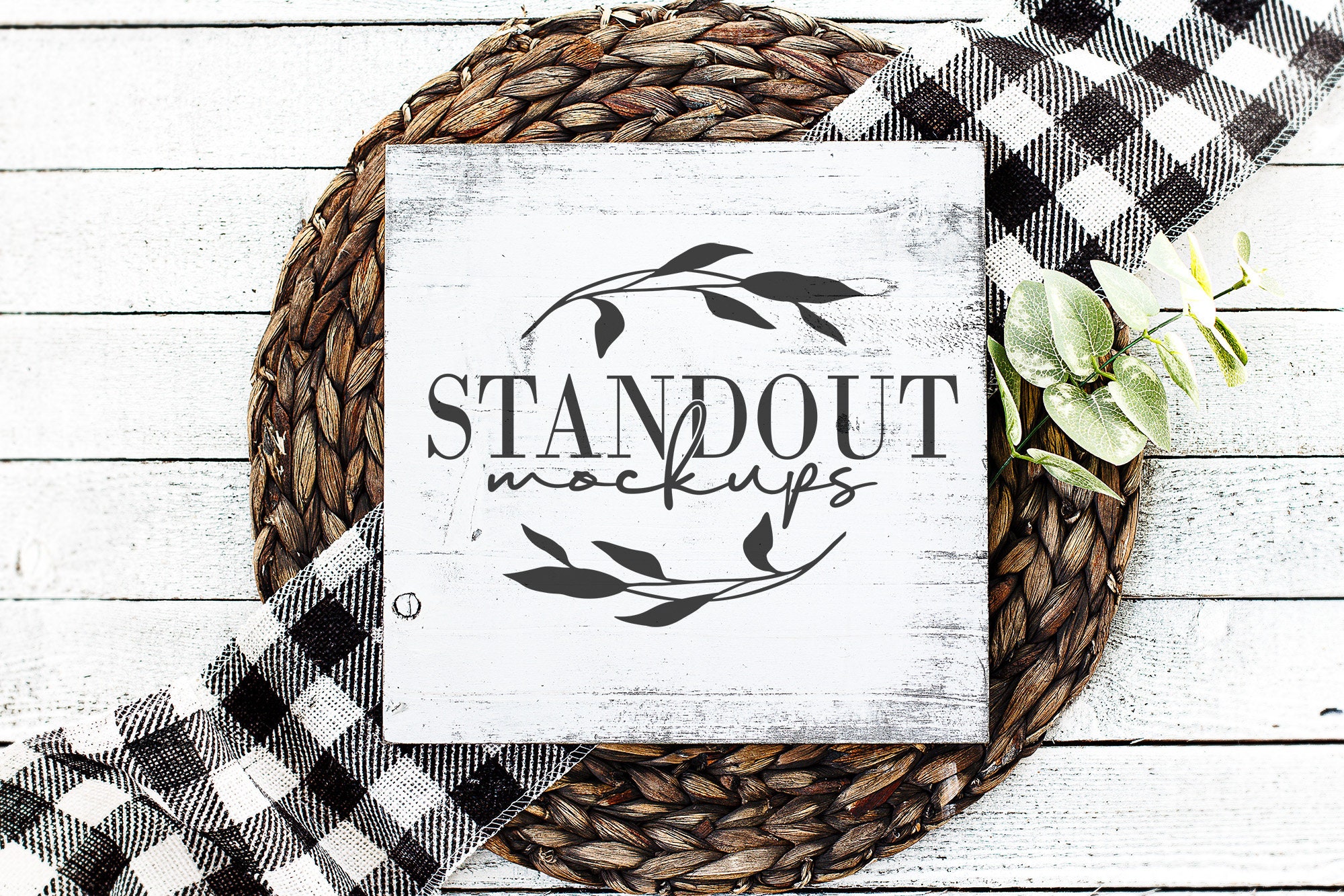 Square Wood Sign Mockup, White Wood Background, Wood Sign Flat Lay ...