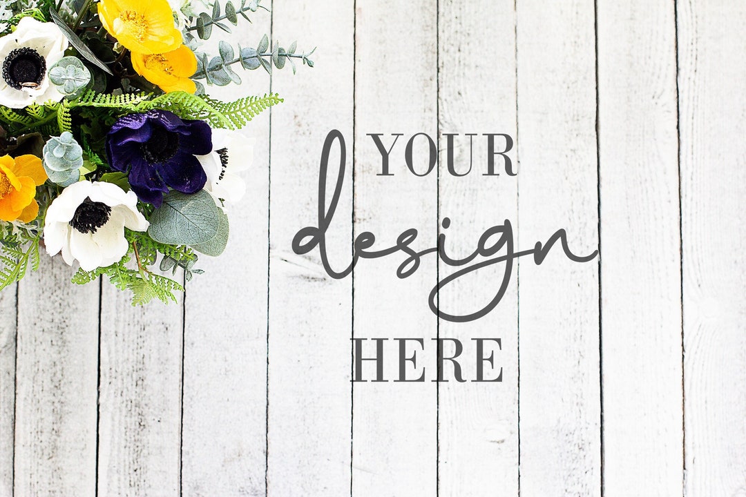 Spring Floral Mockup: White Washed Wood Floor (JPG Digital Download) - Etsy