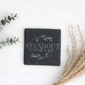 Boho Square Slate Coaster Mockup. Blank Drink Coaster Mock up Image ...