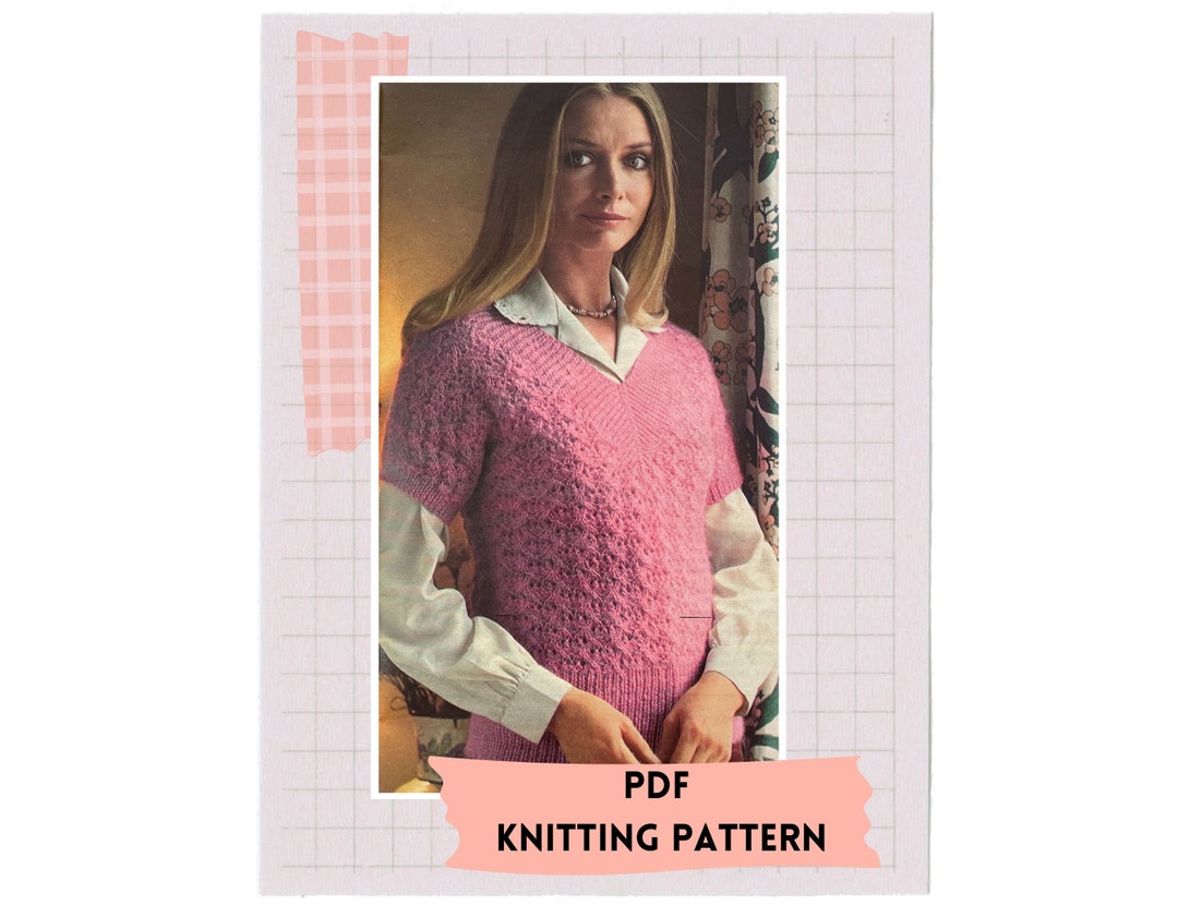 PDF Digital Pattern 1970s Lacy Look Short Sleeve Jumper - Etsy