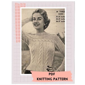 PDF Knitting Pattern 1950s Cable Jumper Pattern Vintage - Etsy