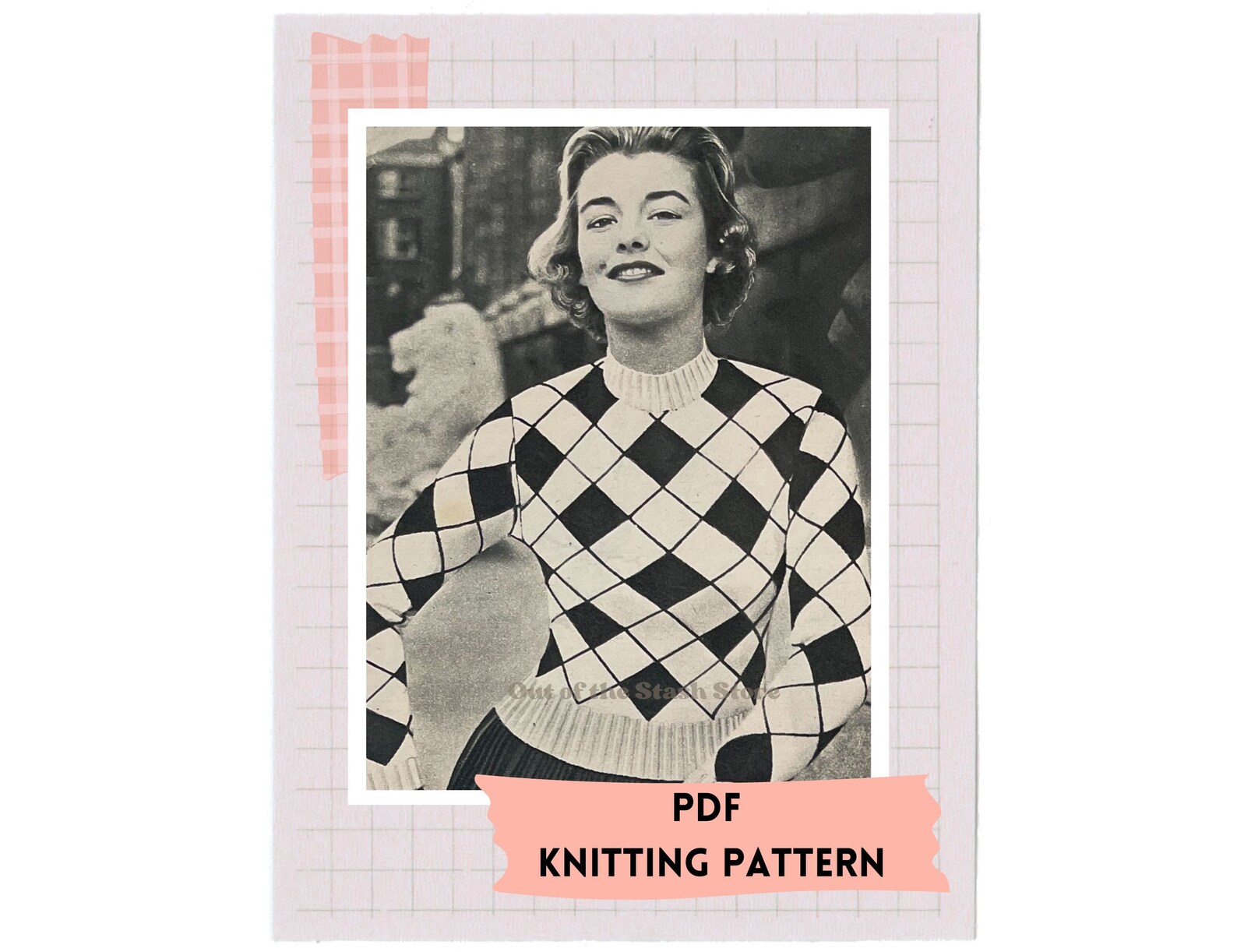 PDF Digital Pattern • 1950s Check Pattern Jumper • Vintage Knitting ...