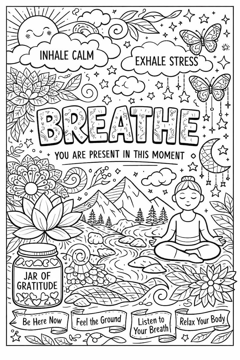 Mindful Colouring "breath AND Relax" - Etsy