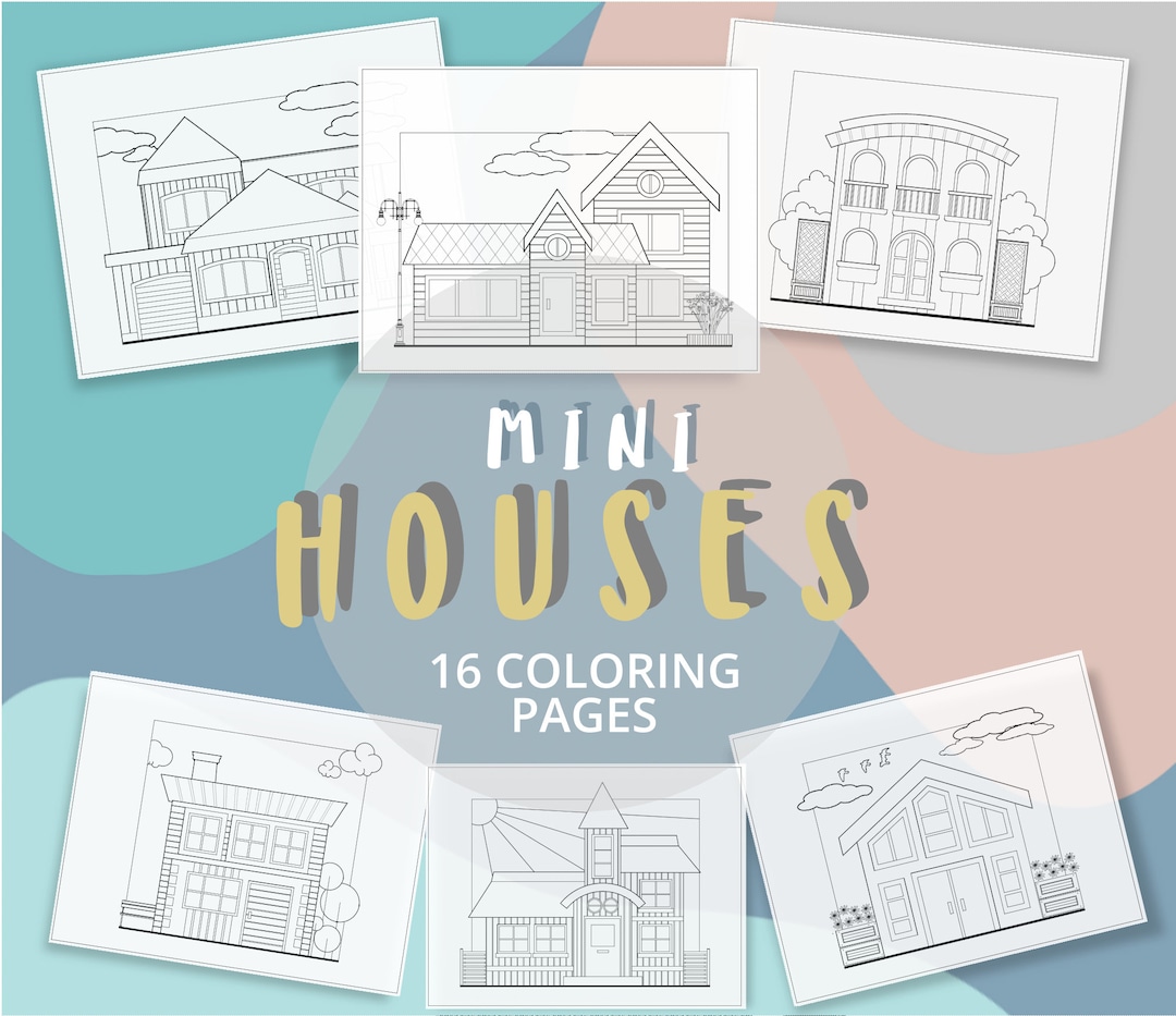Mini Houses L 16 Spring Coloring Page Set L Adorable I Minimalism I for ...