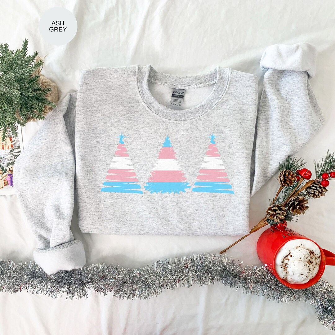 LGBTQ Christmas Sweatshirt, Transgender Christmas Tree Sweatshirt, Ally ...