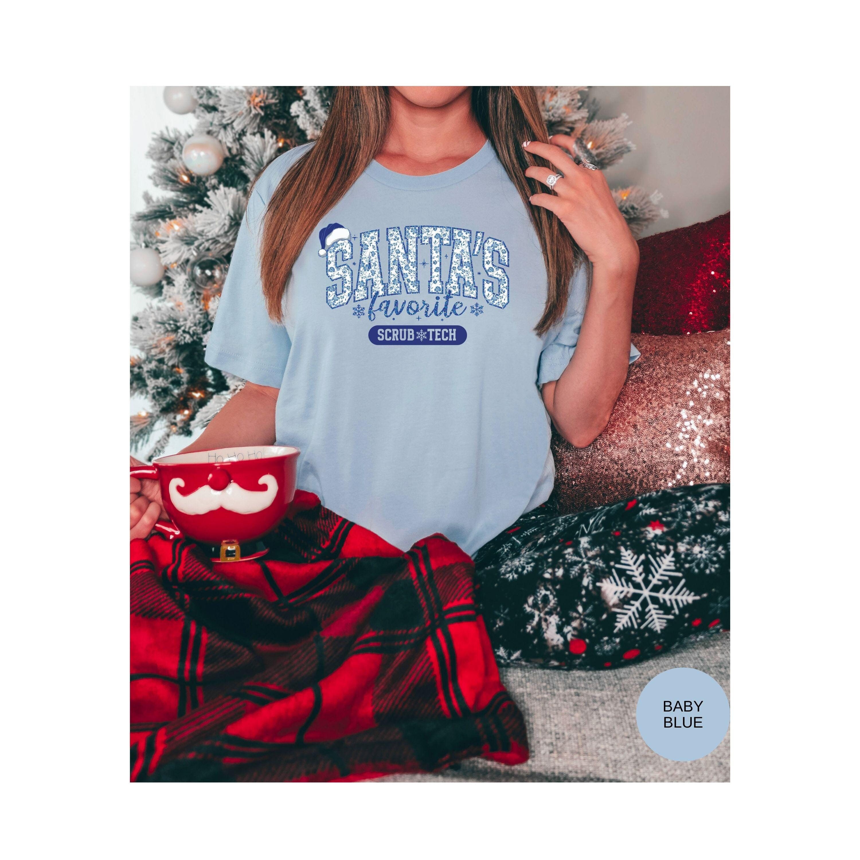 Scrub Tech Christmas Shirt, OB Scrub Tech Shirt, Santa's Favorite Scrub ...