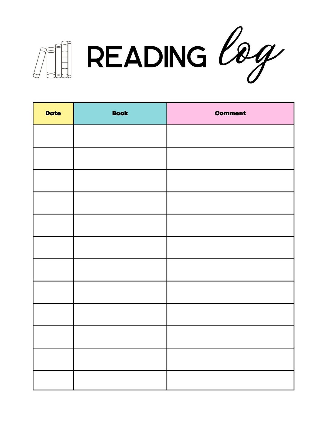 Reading Log - Etsy