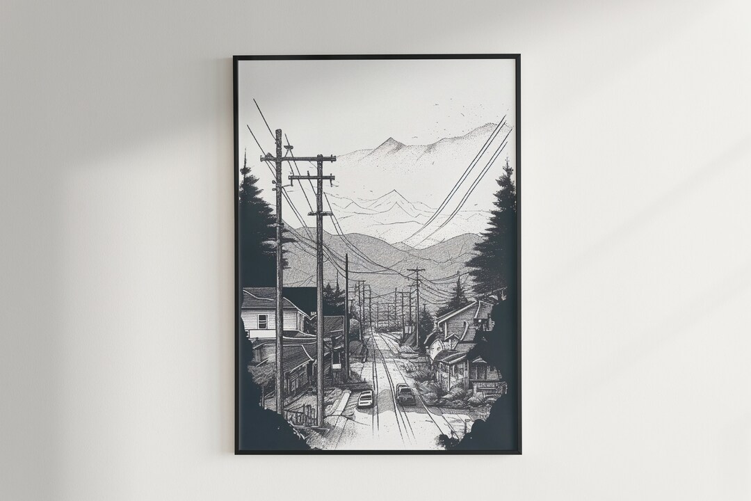 Printable Drawing of a Town Wall Art - Etsy