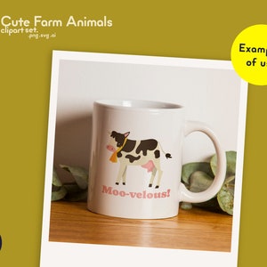 Farm Animal Clipart Set Vector Cute Farm Animal Bundle Illustration Svg ...