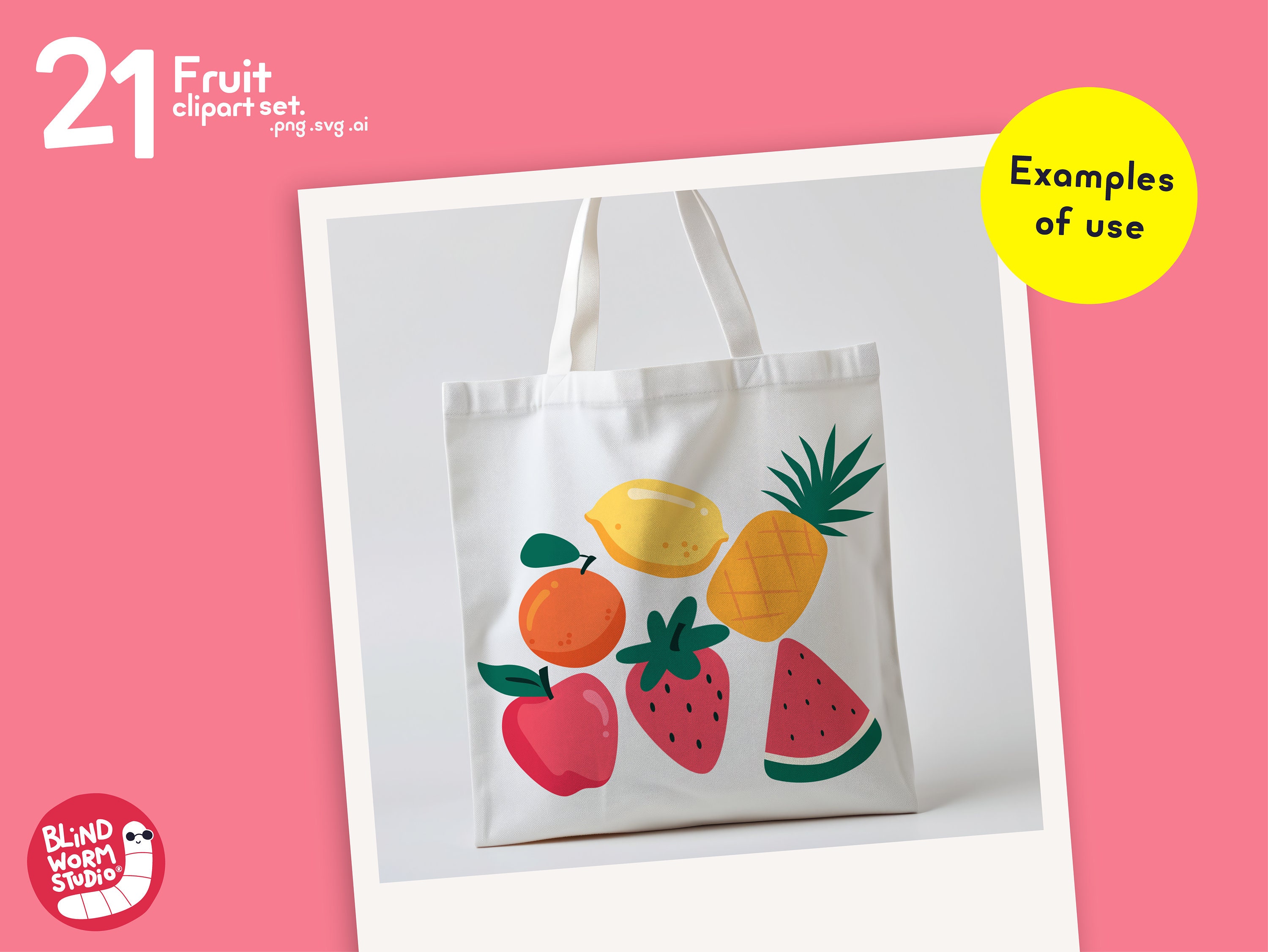 Colorful Fruit Clipart Set 21 Bundle Hand Drawn Fruit Bundle Cute ...