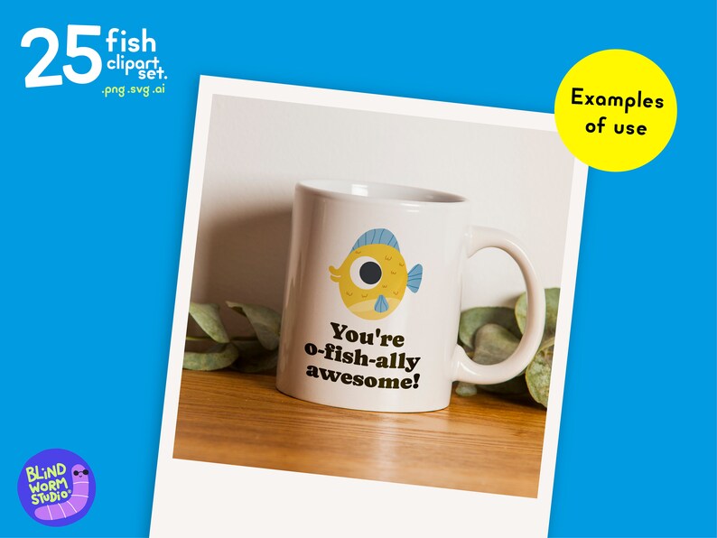 Cute Fish Clipart, Vector Colorful Fish Clipart, 25 Illustration Fish ...