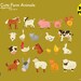 Farm Animal Clipart Set Vector Cute Farm Animal Bundle Illustration Svg ...