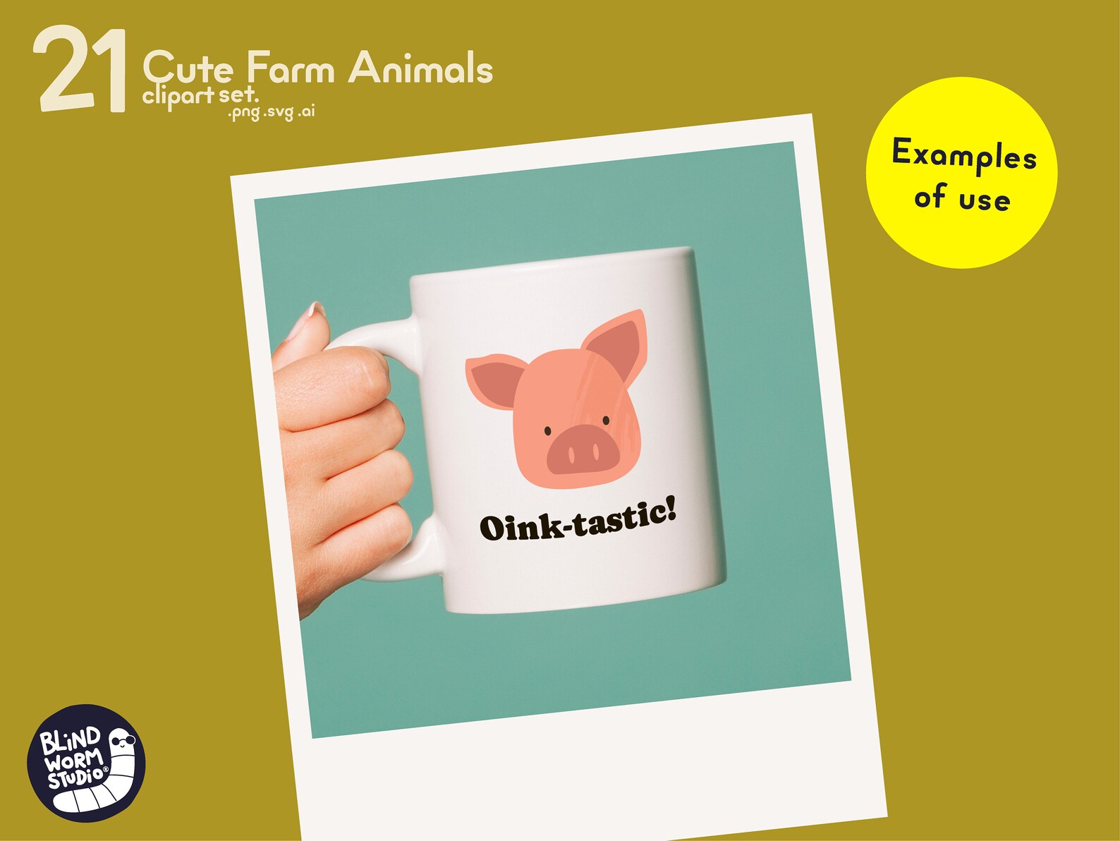 Farm Animal Clipart Set Vector Cute Farm Animal Bundle Illustration Svg ...