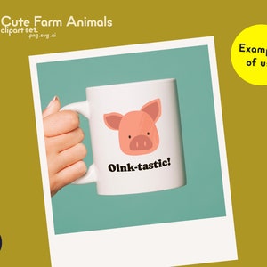 Farm Animal Clipart Set Vector Cute Farm Animal Bundle Illustration Svg ...