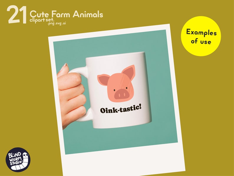 Farm Animal Clipart Set Vector Cute Farm Animal Bundle Illustration Svg ...