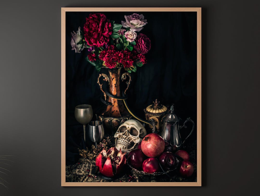 Dark Floral Still Life Photography – Vanitas Skull Art, Moody Baroque ...