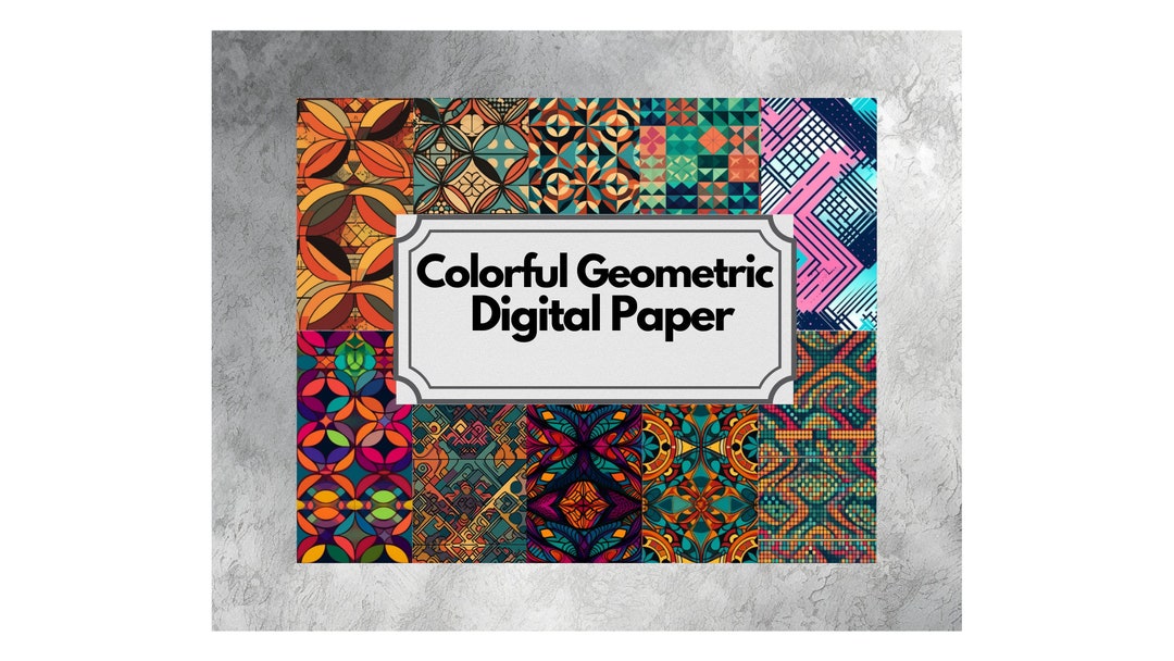 Colorful Geometric Digital Paper Pack - Etsy