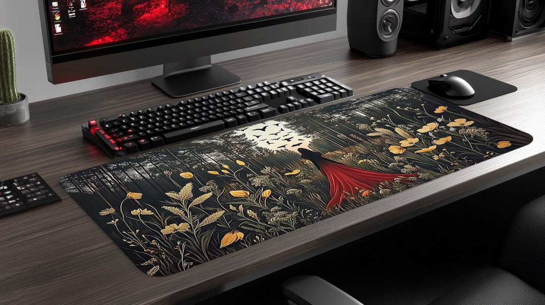 Enchanting Nature Desk Mat | Floral Office Decor, Ergonomic Mouse Pad ...