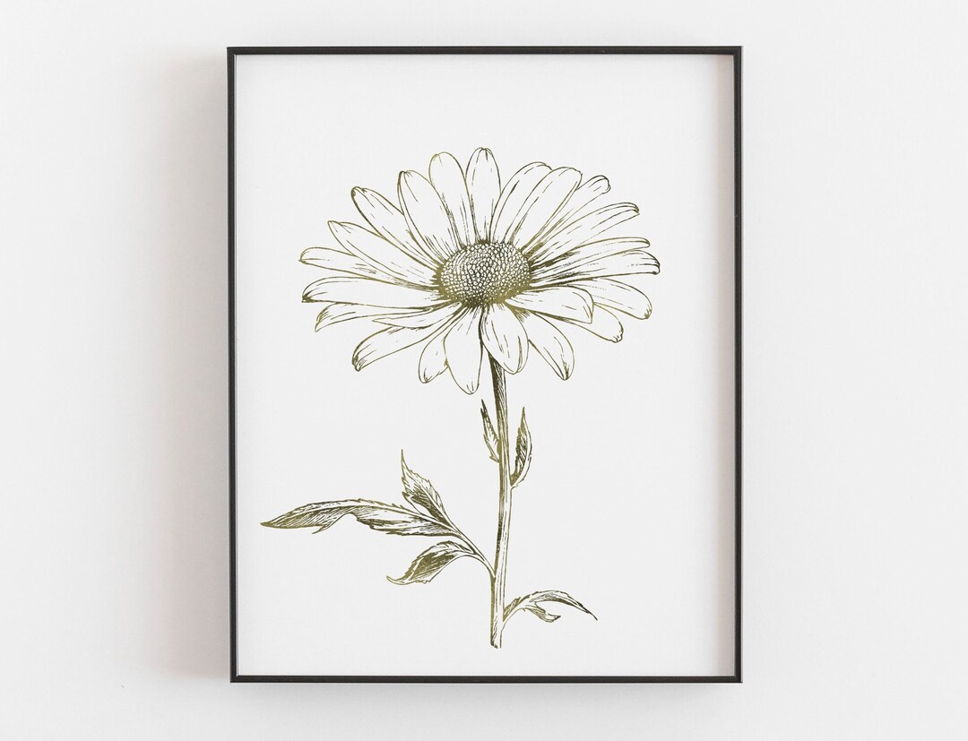 Daisy Foil Print / Birth Flower / Gold Foil / April - Etsy
