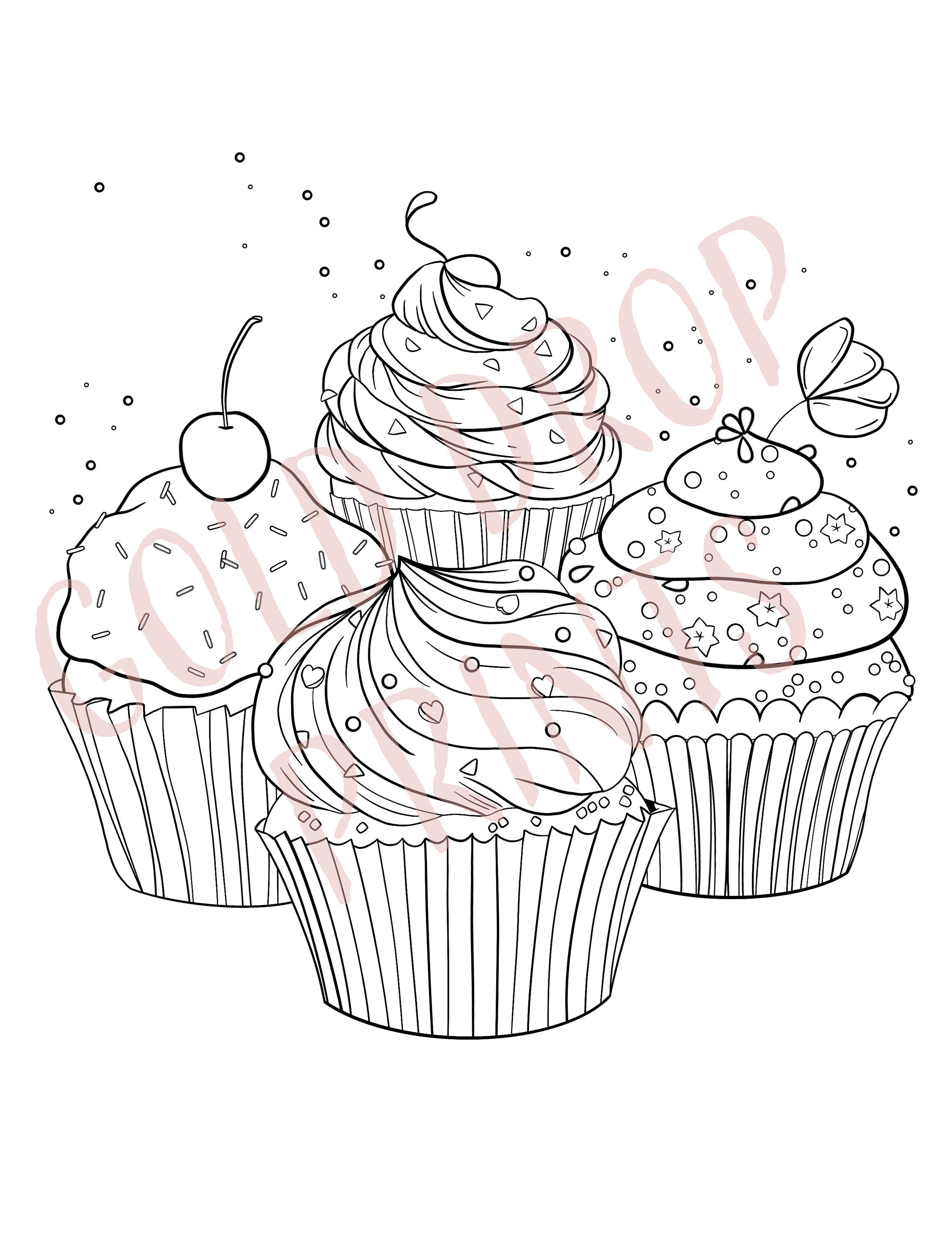 Bakery Sweet Coloring Page Bundle/ Desserts Coloring Page / Cakes / - Etsy