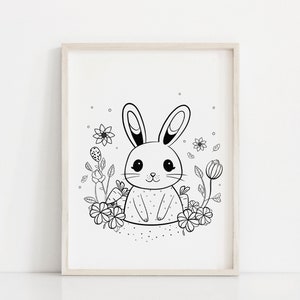 Spring Bunny Print /coloring Page / Spring Coloring Sheet/ - Etsy