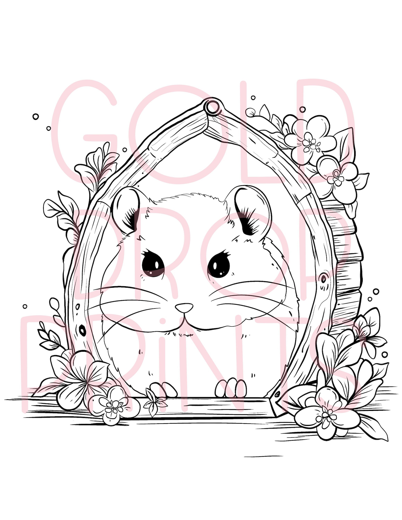 Sweet Hamster Coloring Page / Printable / Hamster Png - Etsy