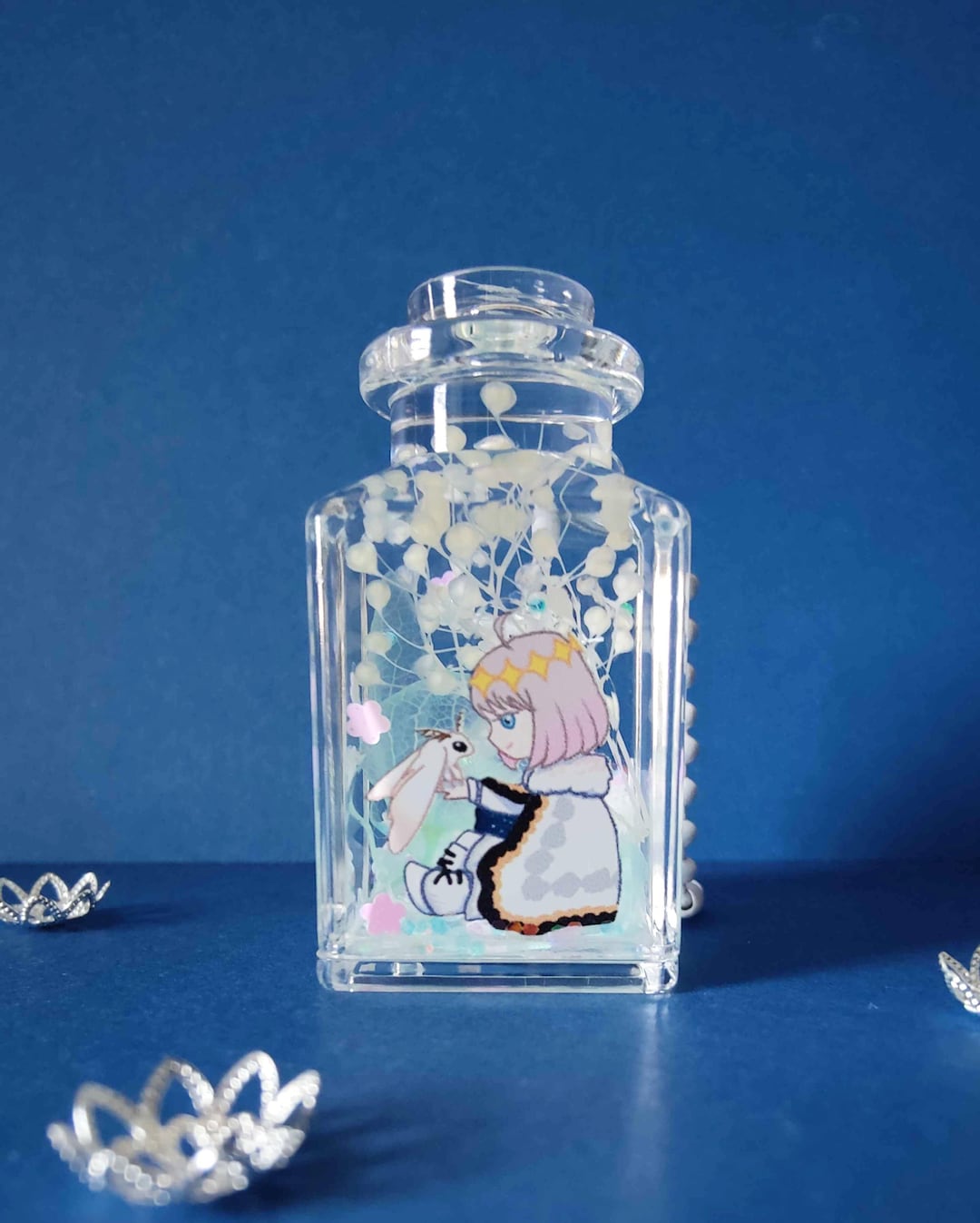 Oberon and Blanca Flower Bottle Keychain - Etsy