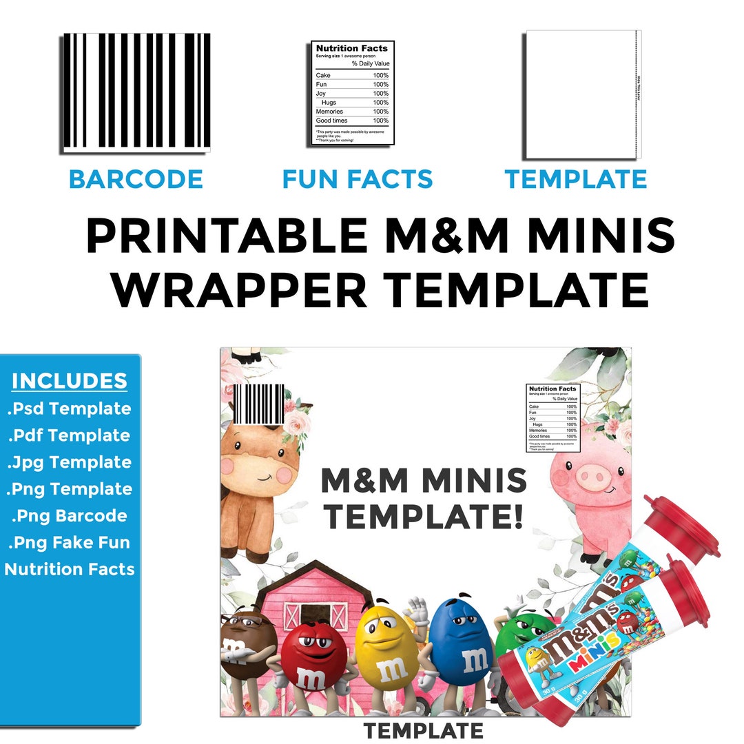 Printable M&M Minis Wrapper Template for Events and Birthday Parties - Etsy
