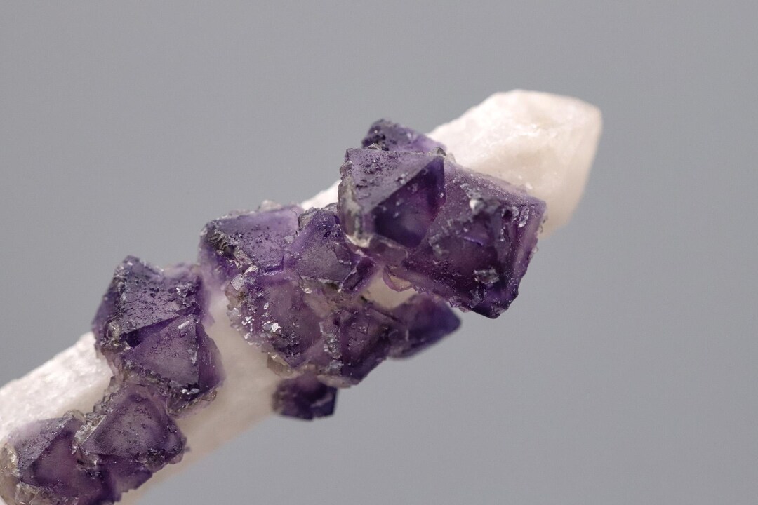 White Quartz Point With Purple Octahedral Fluorite - Etsy