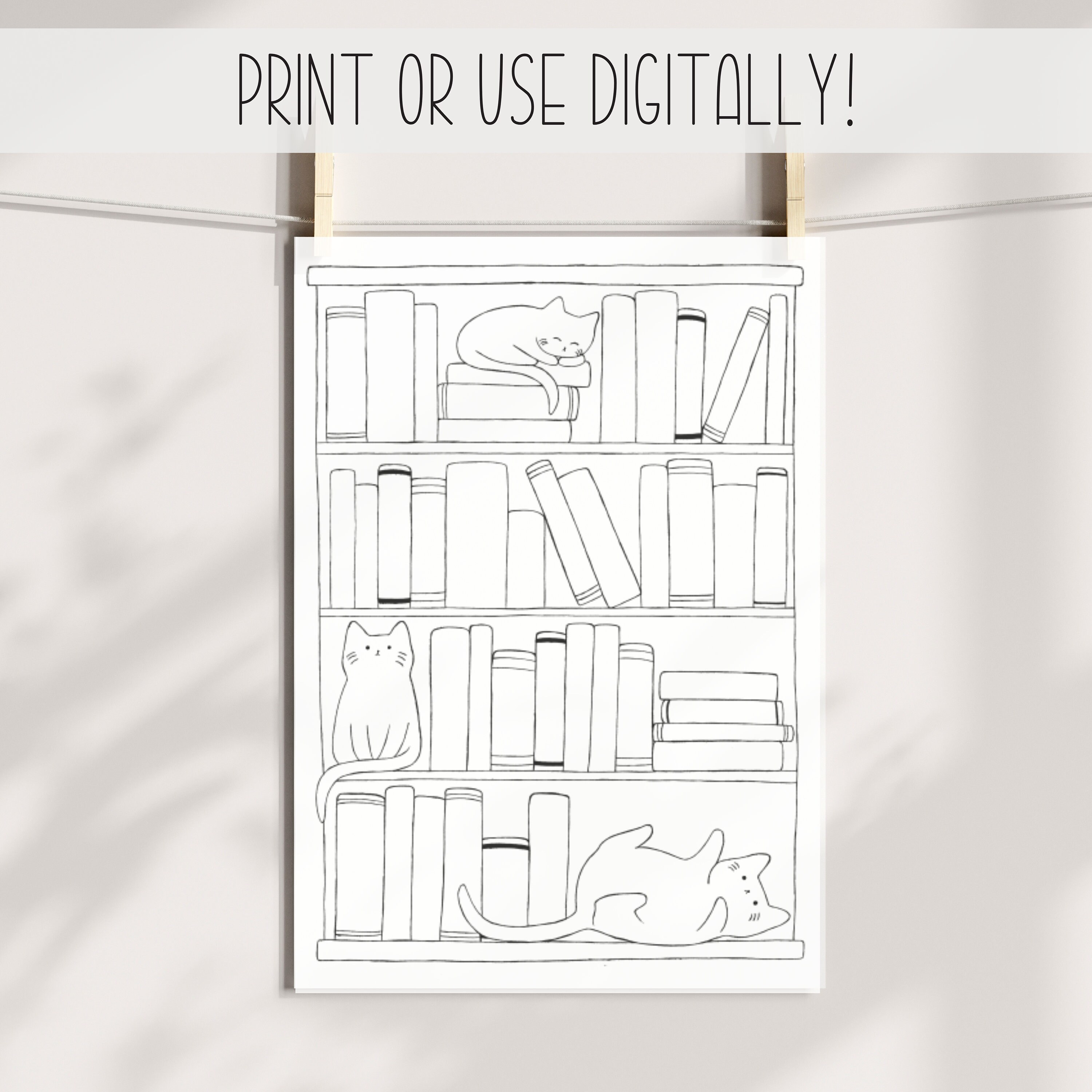 Printable Cute Cat Bookshelf Reading Book Tracker Bookshelf - Etsy