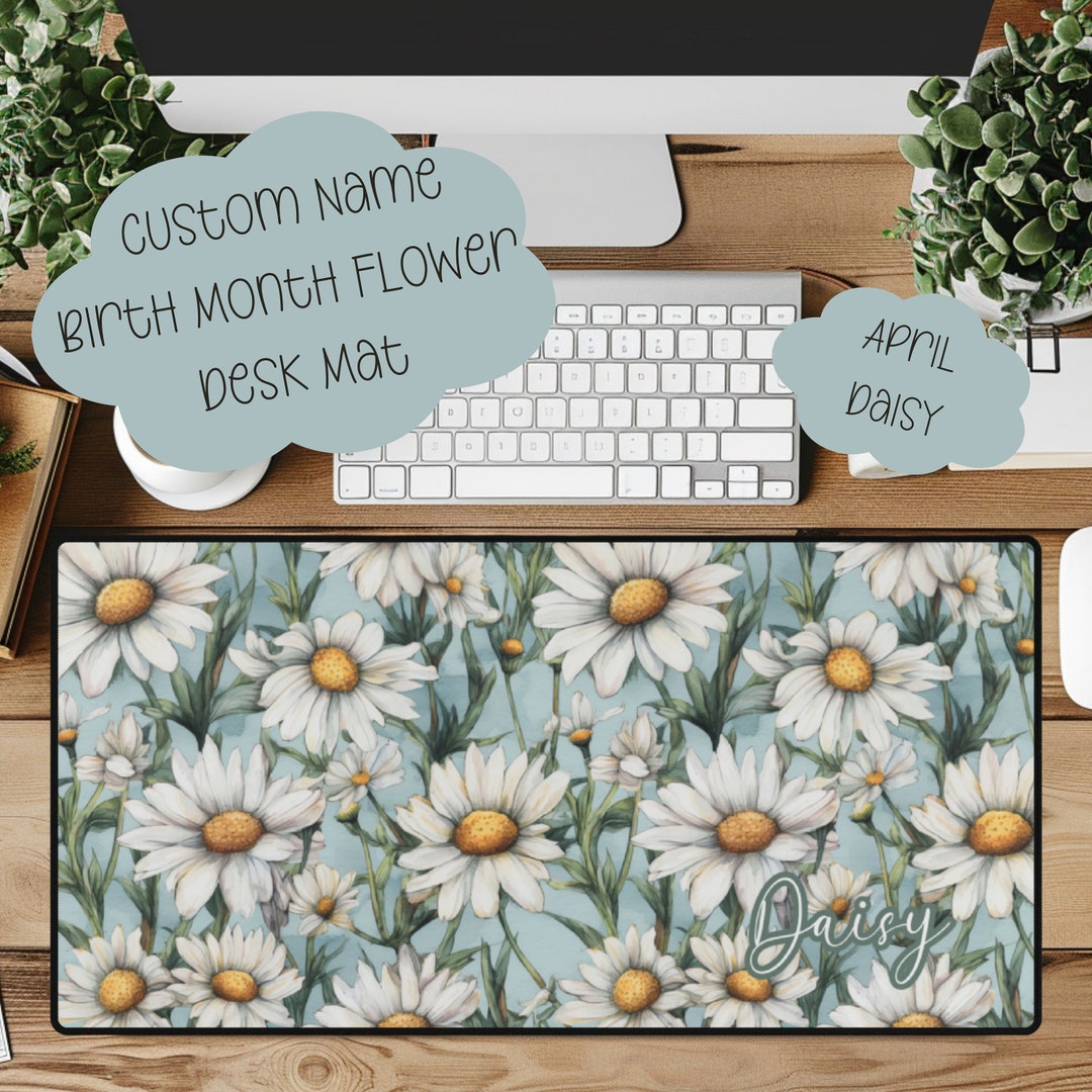 April Personalized Name Desk Mat Birth Month Flower Desk Mat ...