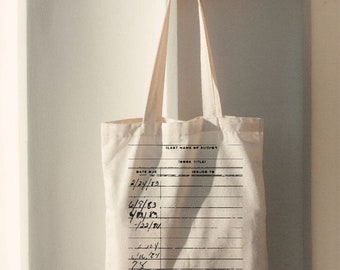 Library Card Canvas Tote Bag, School Book Bag, Light Academia Gift for ...