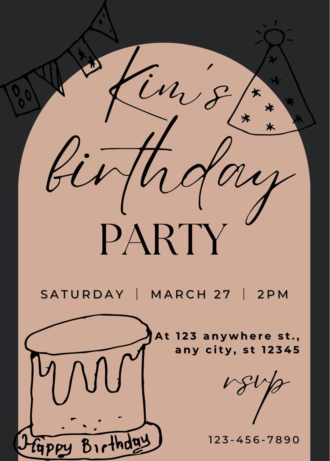 Simple Birthday Invitation - Etsy
