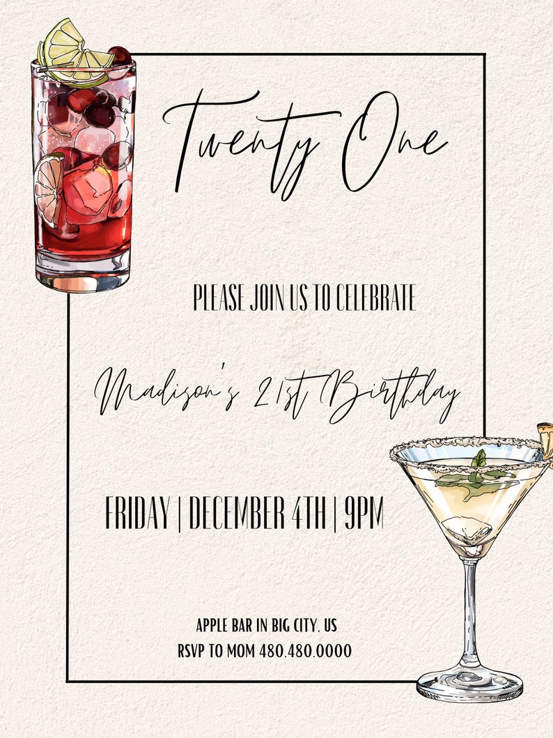 21st Birthday Party Invitation - Etsy