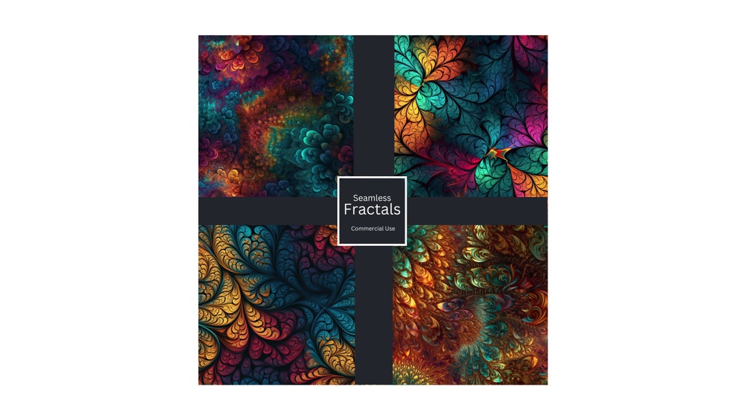 Set of Four Colorful Fractals Digital Pattern - Etsy